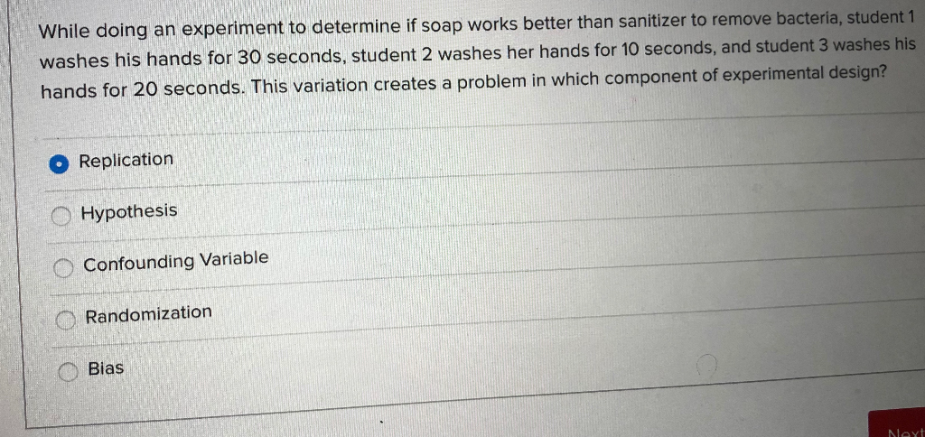 Solved While doing an experiment to determine if soap works | Chegg.com
