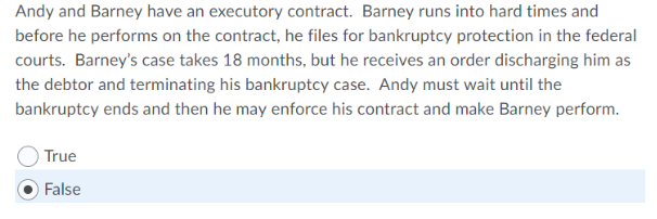 Solved Andy and Barney have an executory contract. Barney | Chegg.com