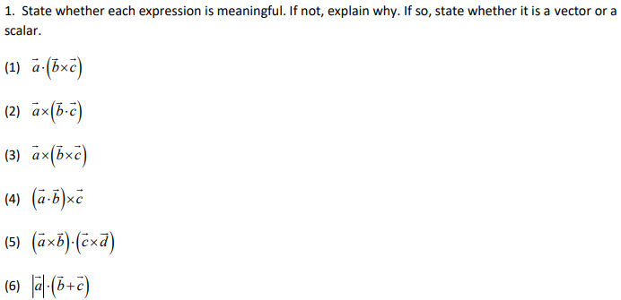 Solved 1. State whether each expression is meaningful. If | Chegg.com