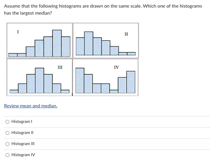 Solved Assume that the following histograms are drawn on the | Chegg.com