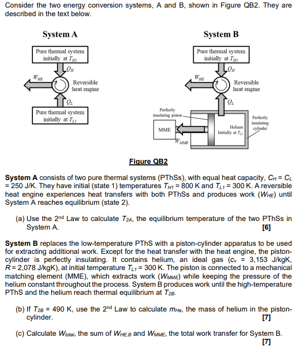 Solved Consider the two energy conversion systems, A and B, | Chegg.com