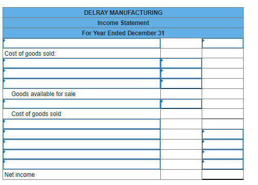 Solved Prepare an income statement for Delray Manufacturing | Chegg.com