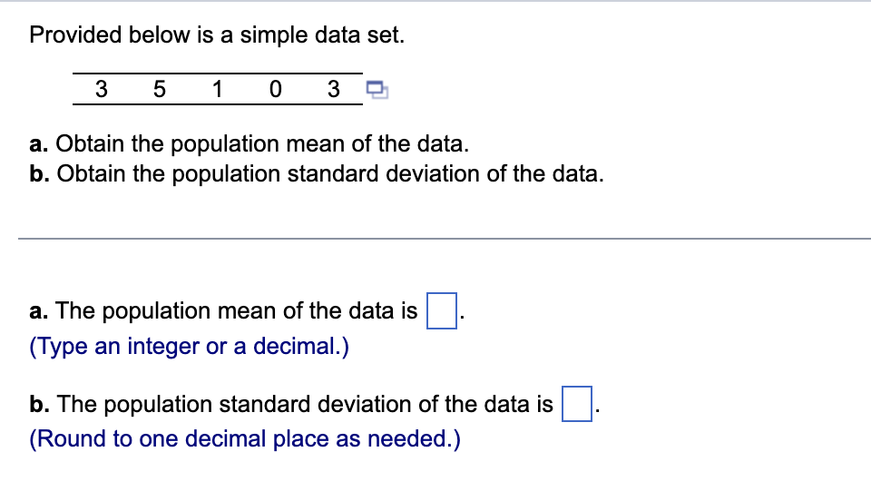 Solved A simple data set has been provided to practice the | Chegg.com