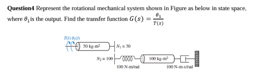 Solved Represent the rotational mechanical system shown in | Chegg.com