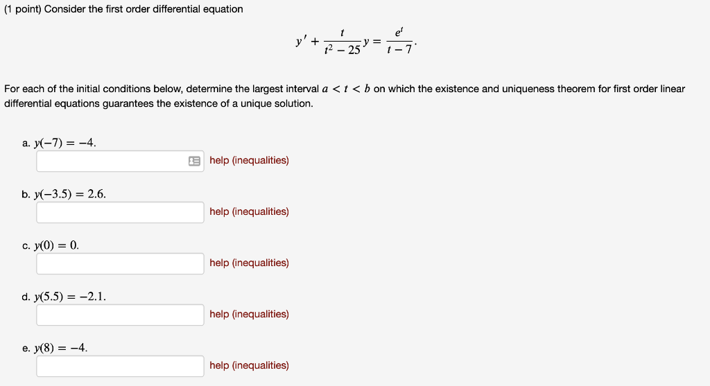 Solved 1 Point Consider The First Order Differential
