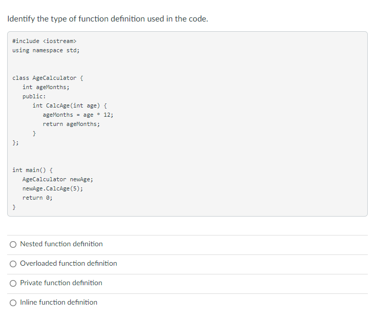 Identify the type of function definition used in the | Chegg.com