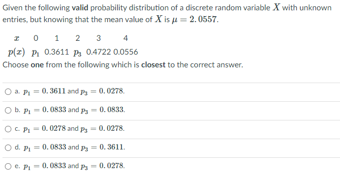 Solved Given the following valid probability distribution of | Chegg.com