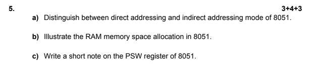 Solved 5. 3+4+3 a) Distinguish between direct addressing and | Chegg.com