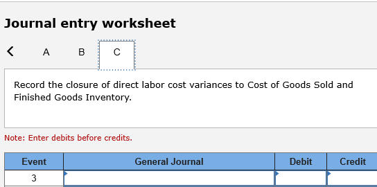 Solved Journal entry worksheet B C Record the standard cost | Chegg.com