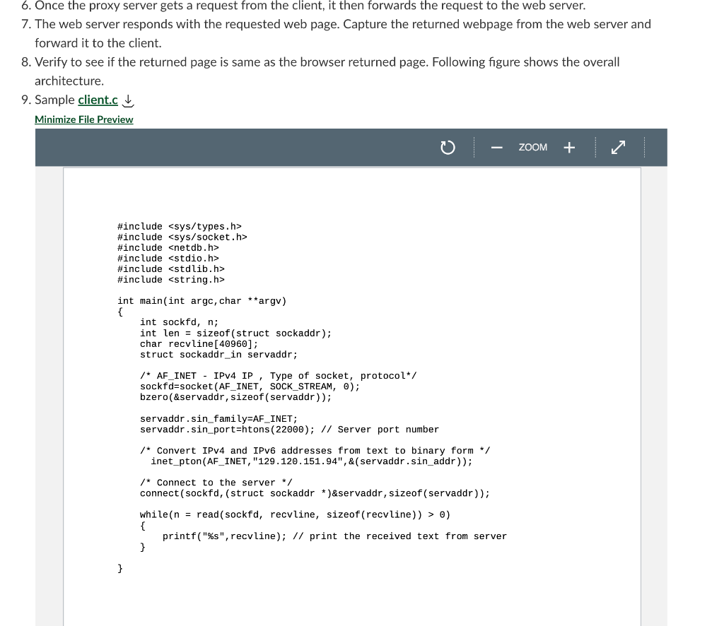 Create a proxy server that can be connected by a | Chegg.com