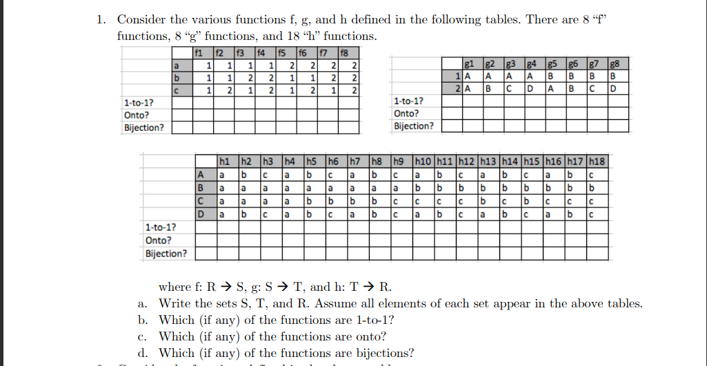 Solved Consider the various functions f,g, and h defined in | Chegg.com