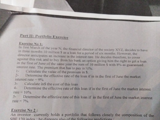 Part IIs Portfolio Exercice Fxcrcise No 1 in tirst | Chegg.com