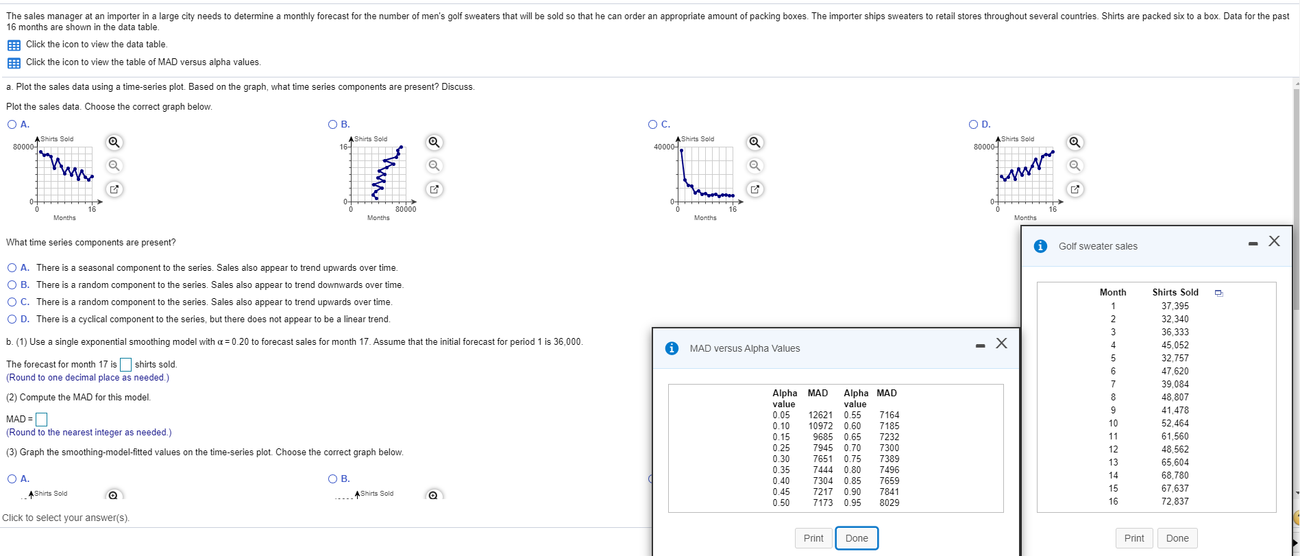 Solved The sales manager at an importer in a large city | Chegg.com