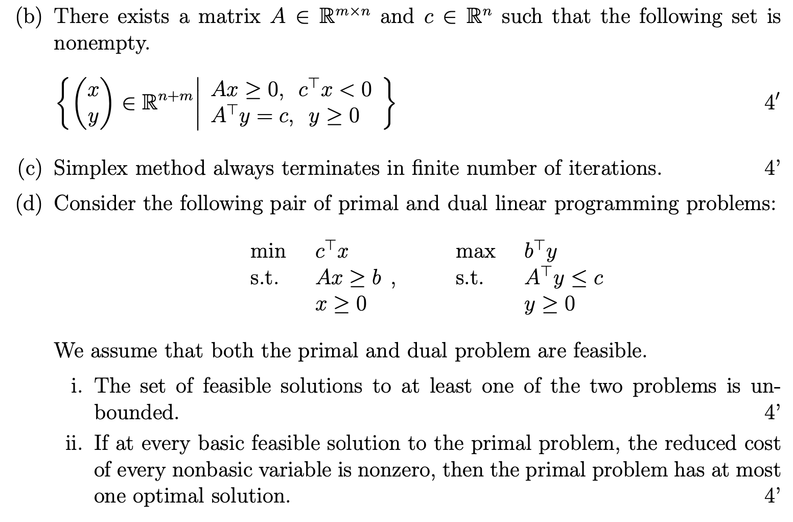Solved (b) There exists a matrix A∈Rm×n and c∈Rn such that | Chegg.com
