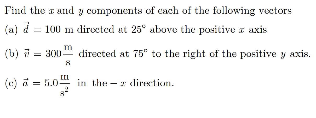 Solved Find the x and y components of each of the following | Chegg.com