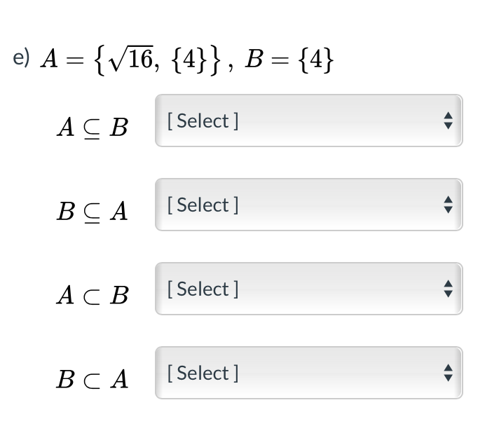 Solved 1) In each of the following set groups, label | Chegg.com
