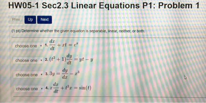 Solved Hw05 1 Sec23 Linear Equations P1 Problem 1 Pre Up 