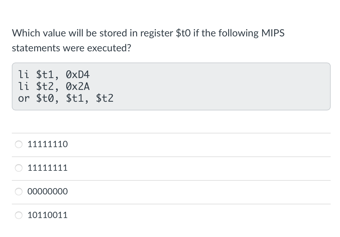 Solved Which value will be stored in register $ t0 if the | Chegg.com
