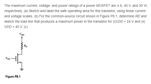 Solved The maximum current, voltage, and power ratings of a | Chegg.com
