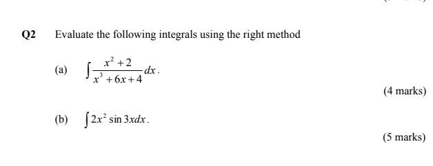 Solved Q2 Evaluate the following integrals using the right | Chegg.com