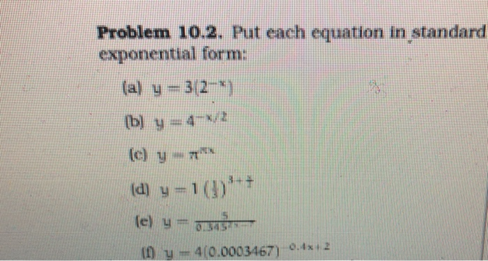 Solved Problem 10.2. Put each equation in standard | Chegg.com