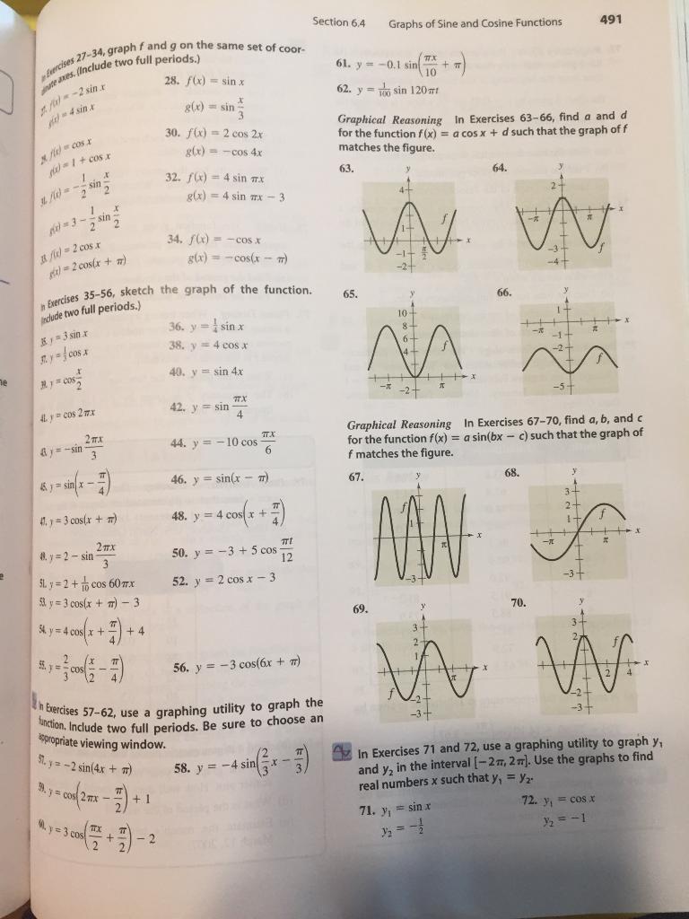 Solved Section 6.4 491 Graphs of Sine and Cosine Functions | Chegg.com