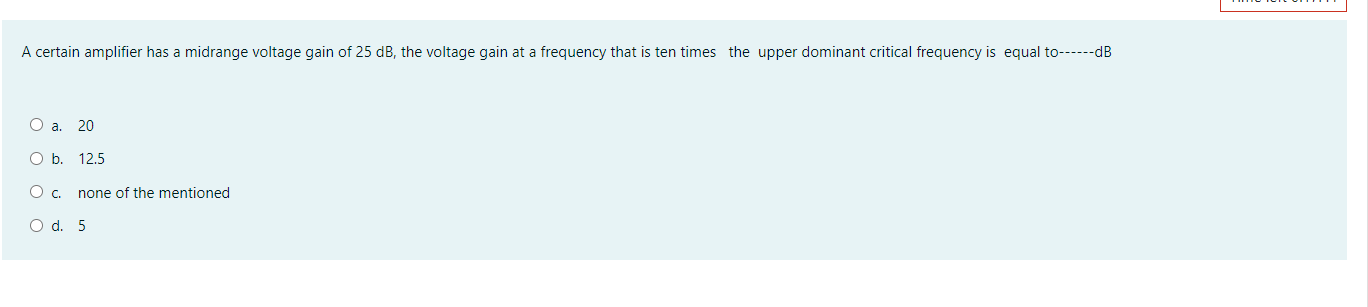 Solved A certain amplifier has a midrange voltage gain of 25 | Chegg.com