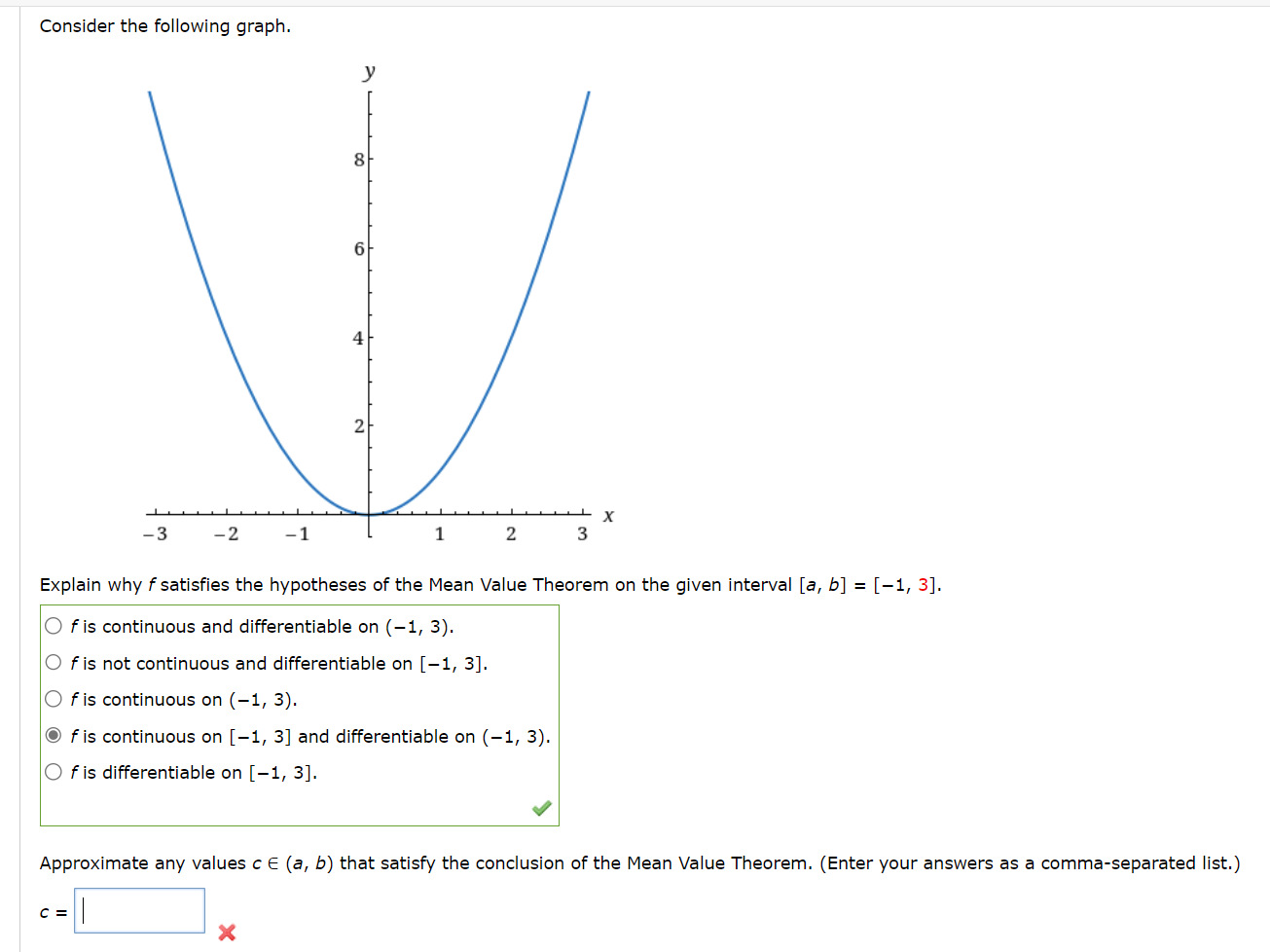 Solved Consider the following graph. Explain why f satisfies | Chegg.com