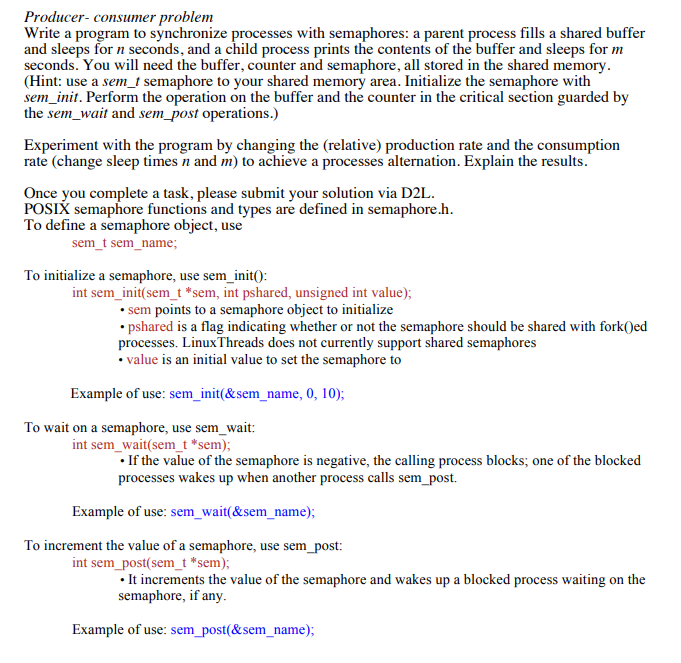Solved Producer- consumer problem Write a program to | Chegg.com