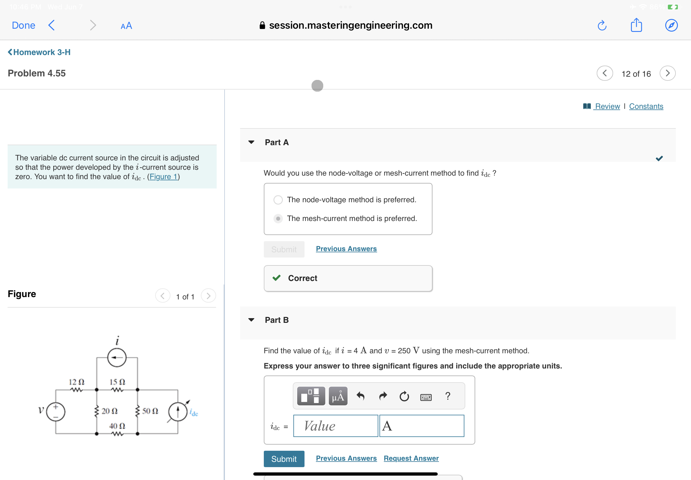 Solved The variable dc current source in the circuit is | Chegg.com
