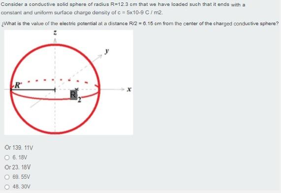 Solved Consider a conductive solid sphere of radius R=12.3 | Chegg.com