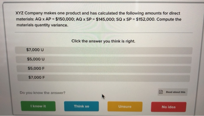 Solved XYZ Company makes one product and has calculated the | Chegg.com