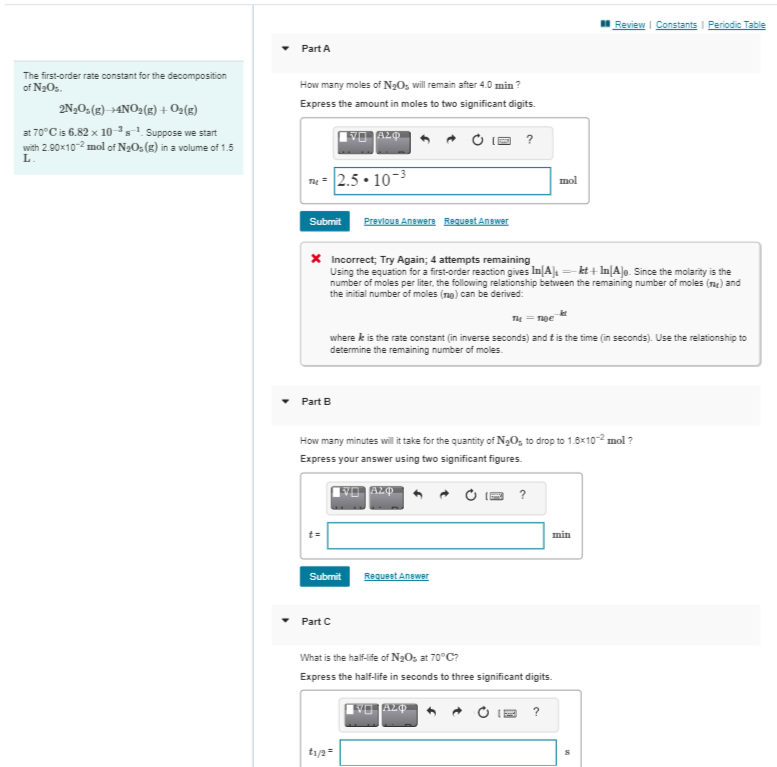Solved Review Constants Periodic Table Part A How many moles | Chegg.com