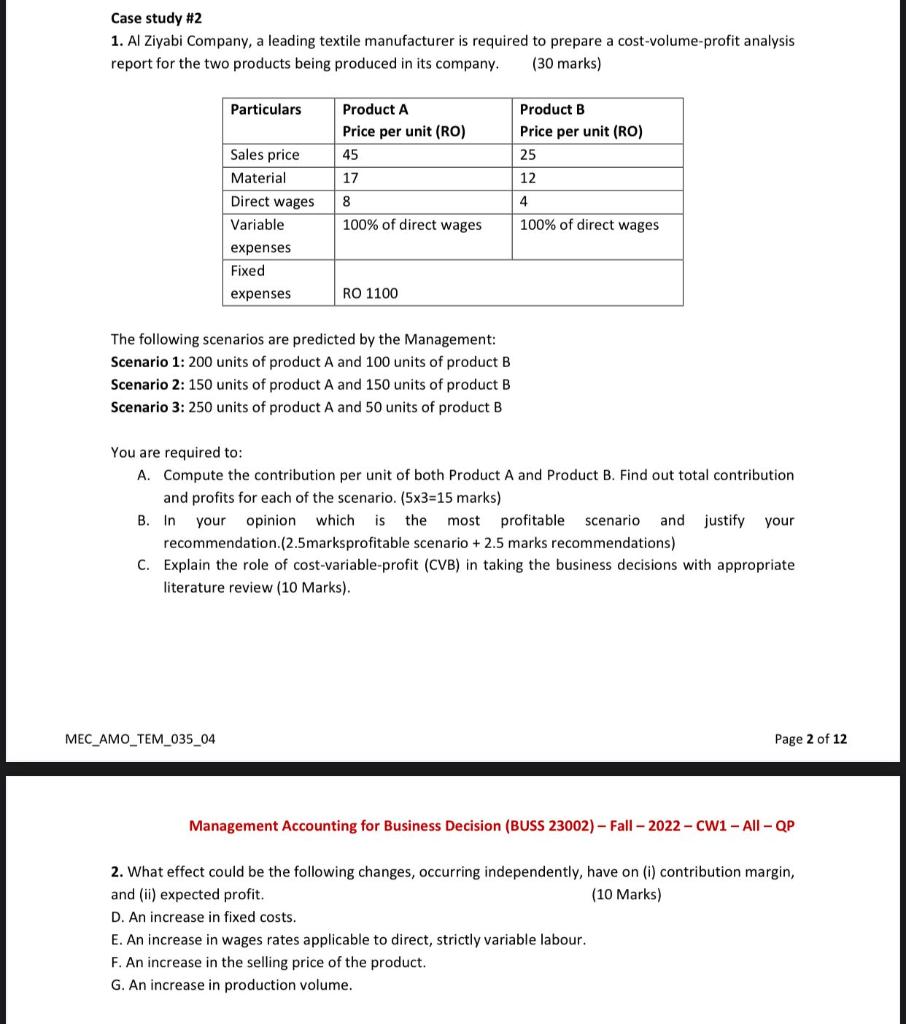 Assignment Tasks Case study \#1 A. A manager of one | Chegg.com
