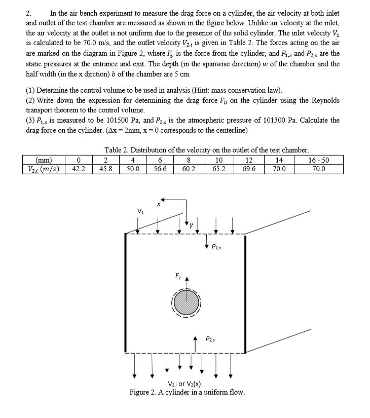 2. In the air bench experiment to measure the drag | Chegg.com
