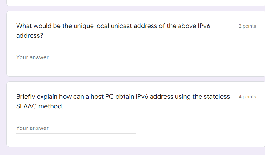 Solved 2 points What would be the unique local unicast | Chegg.com