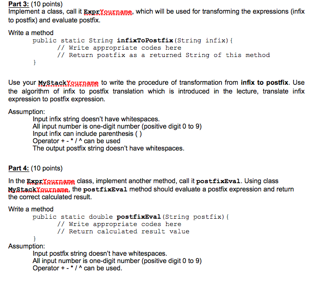 Solved Part 3: (10 points) Implement a class, call it | Chegg.com