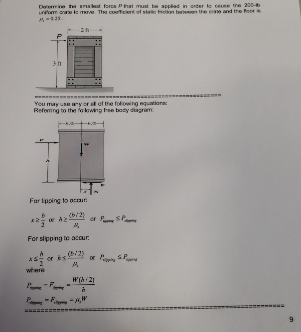 Solved Determine the smallest force P that must be applied | Chegg.com
