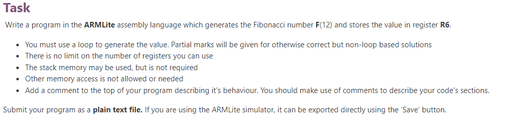 Solved Task Write A Program In The Armlite Assembly Language 