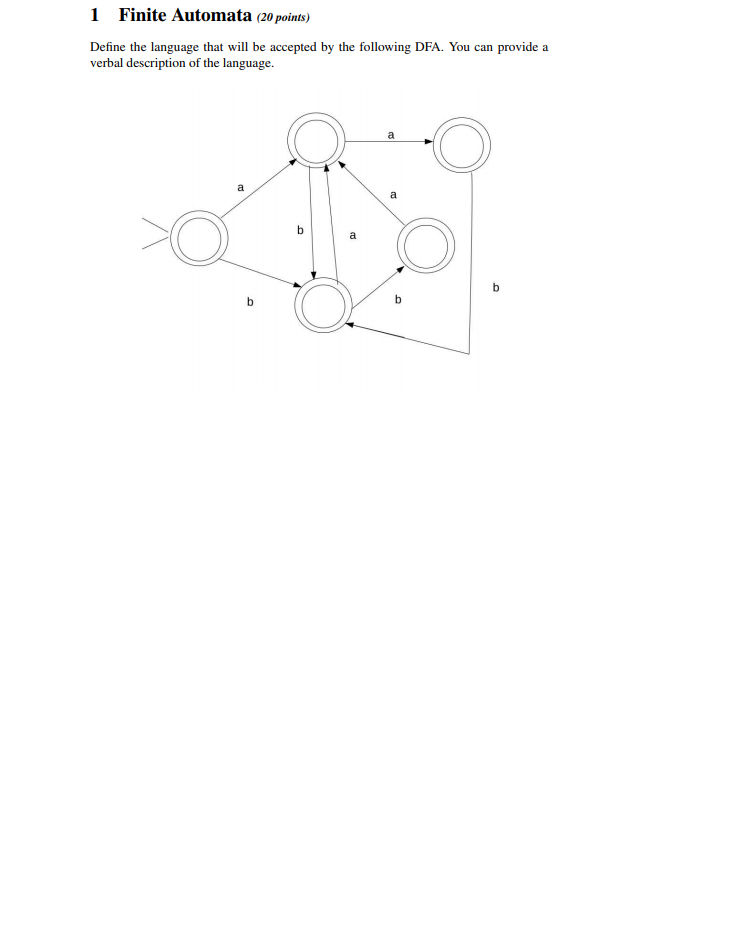 Solved 1 Finite Automata (20 points) Define the language | Chegg.com