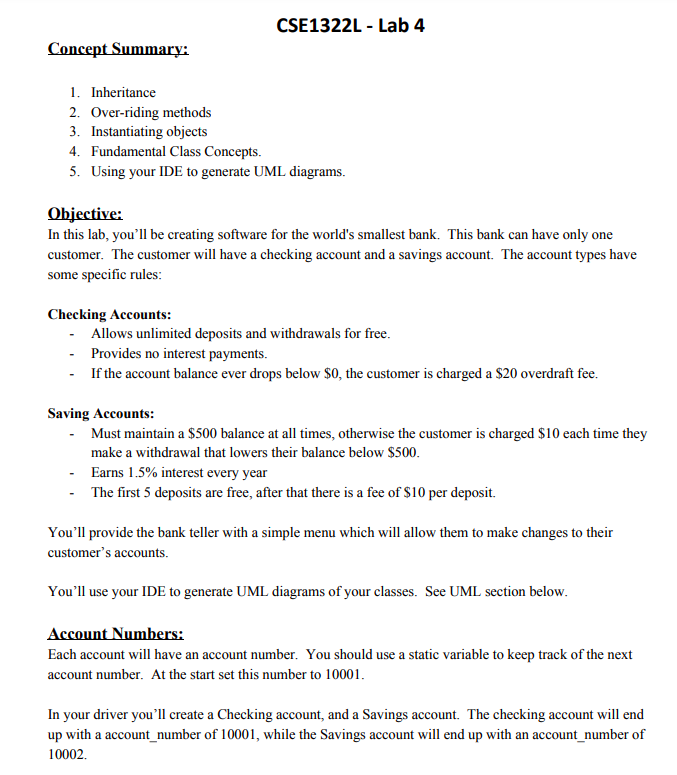 CSE1322L - Lab 4 Concept Summary: 1. Inheritance 2. | Chegg.com
