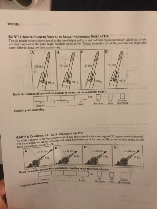 Solved TIPERS B2-RT17: MODEL ROCKETS FIRED AT AN | Chegg.com