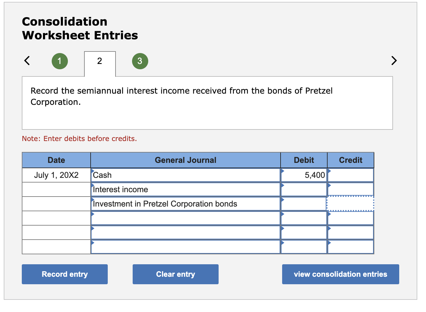 Consolidation Worksheet Entries Record the entry to | Chegg.com