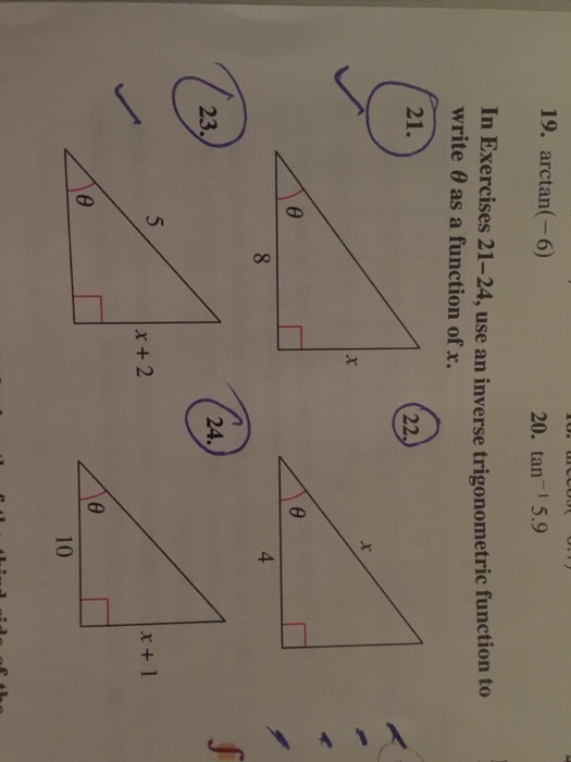 Solved 19. arctan(6 20. tan-1 5.9 In Exercises 21-24, use an | Chegg.com