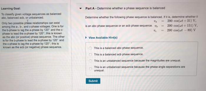 Solved Learning Goal Part A -Determine whether a phase | Chegg.com