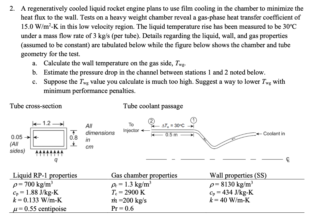 2. A regeneratively cooled liquid rocket engine plans | Chegg.com