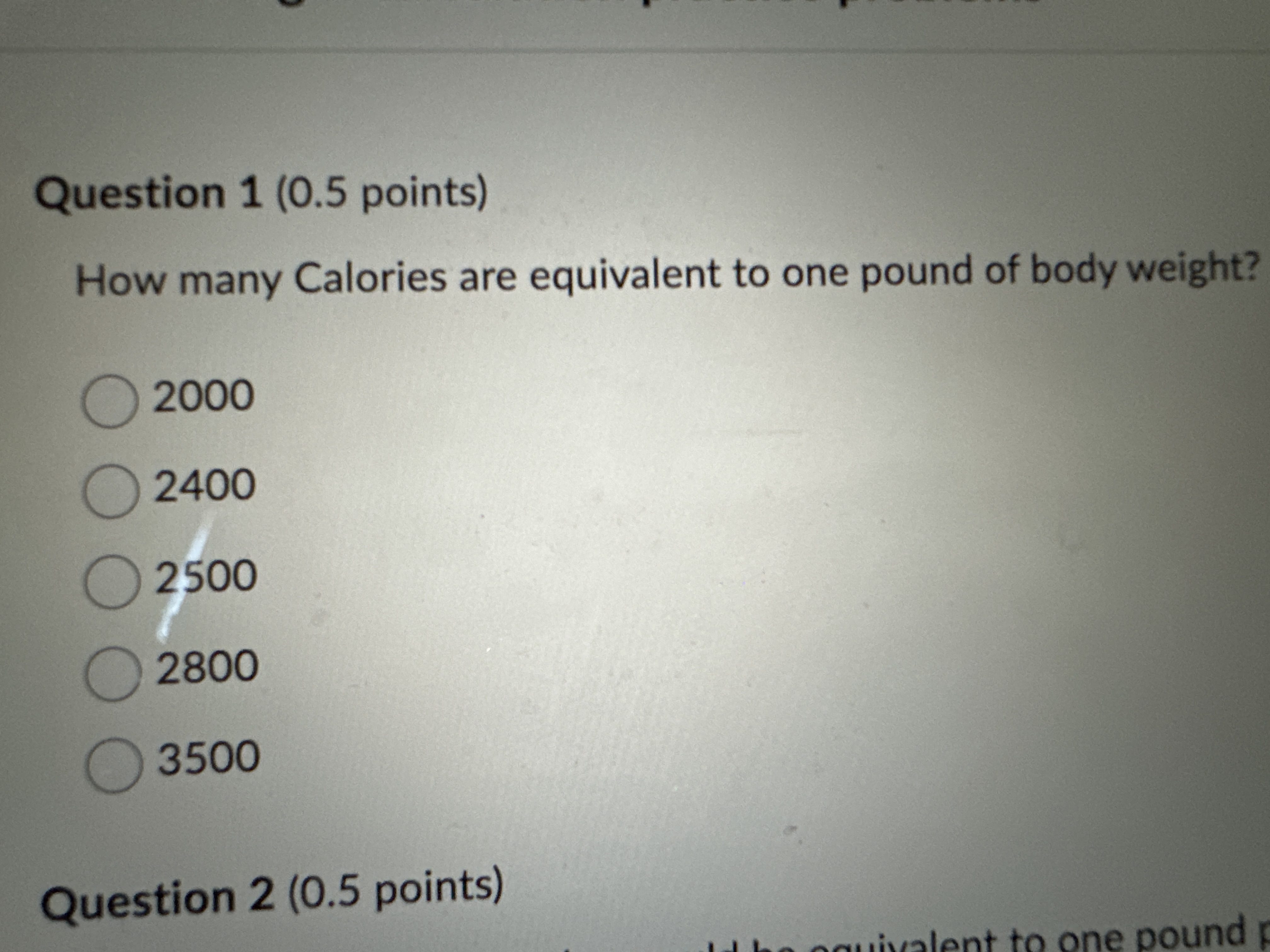 Solved Question 1 (0.5 ﻿points)How many Calories are | Chegg.com