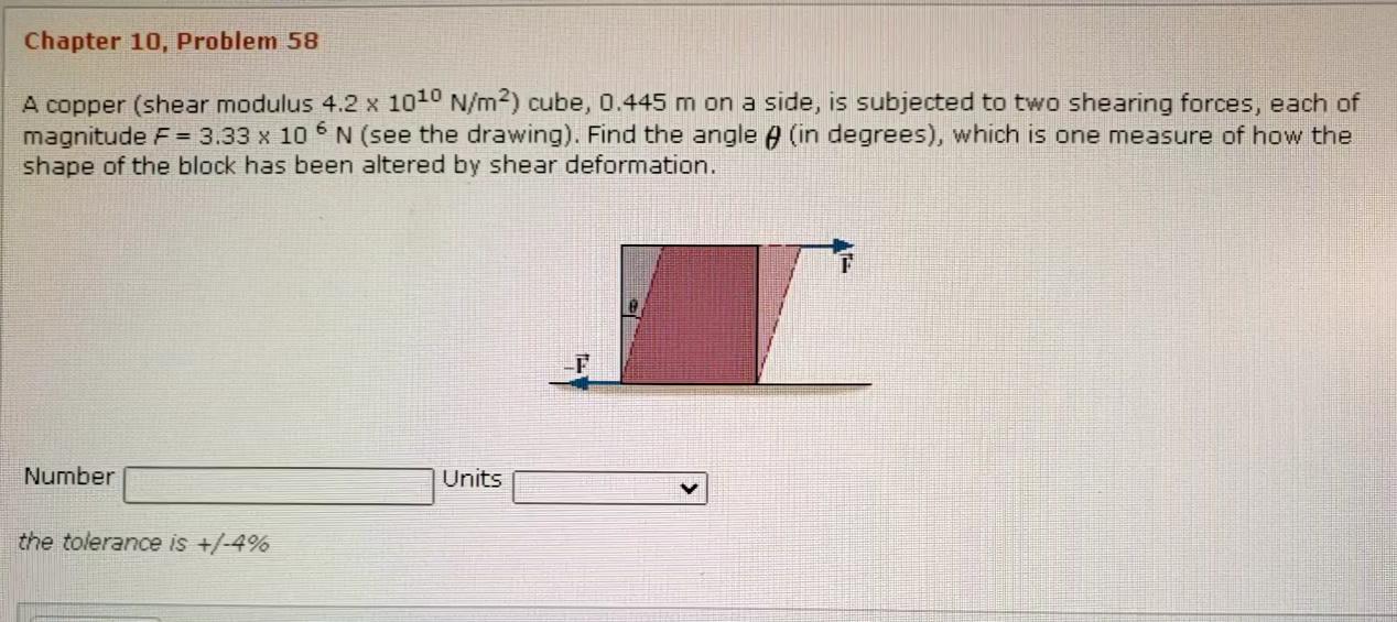 Solved Chapter 10, Problem 58 A copper (shear modulus 4.2 x | Chegg.com