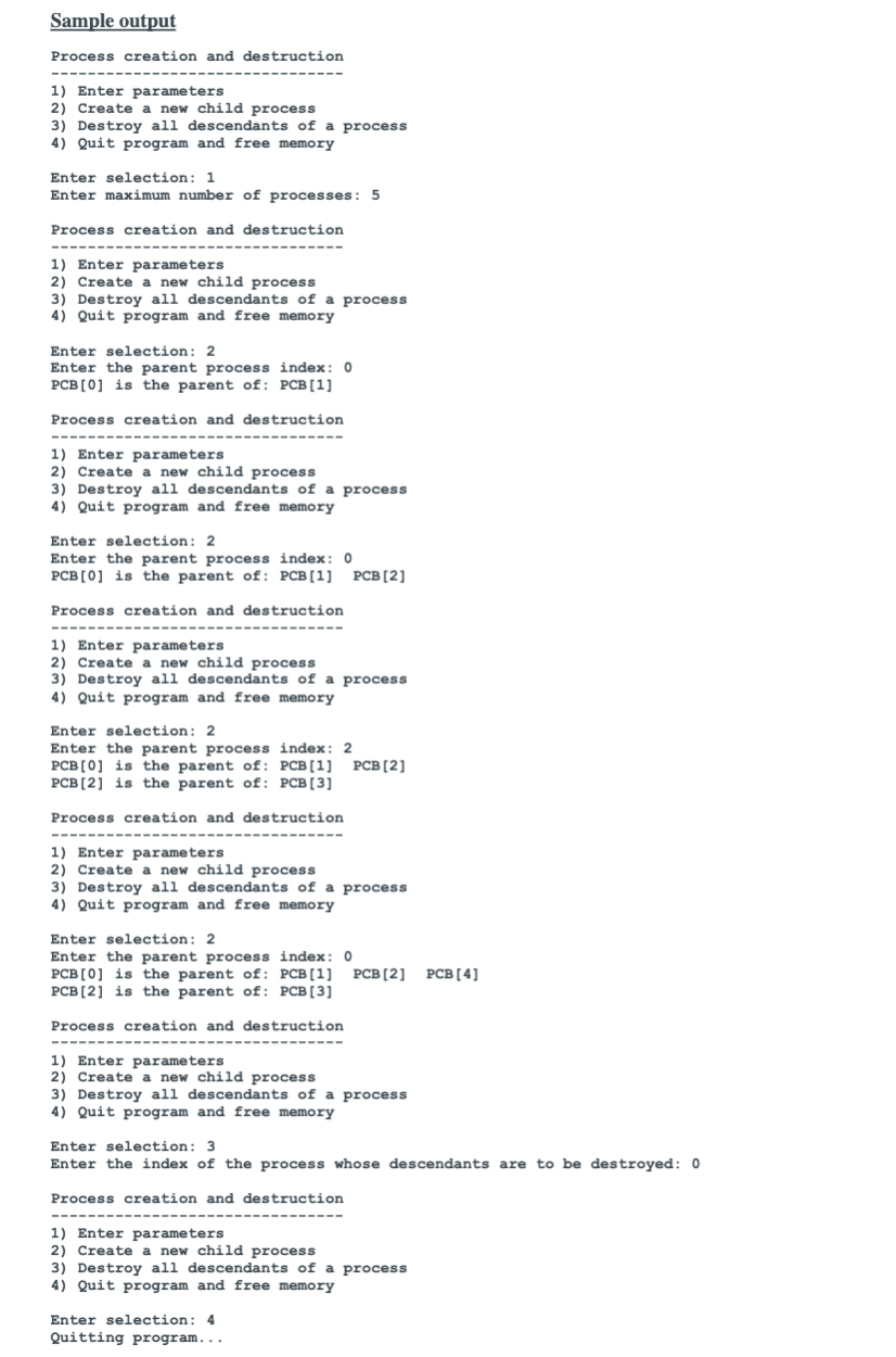 Solved Objective: To simulate process creation and | Chegg.com
