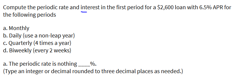 Solved Compute the periodic rate and interest in the first | Chegg.com